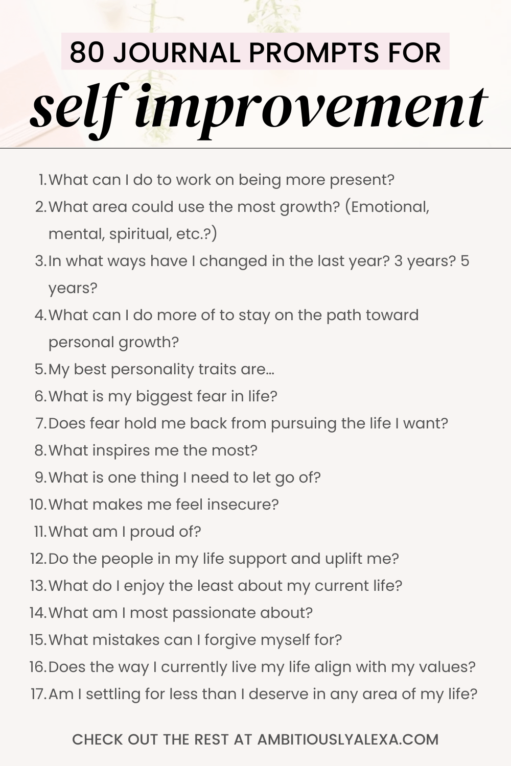 80 Motivating Self Improvement Journal Prompts - Ambitiously Alexa