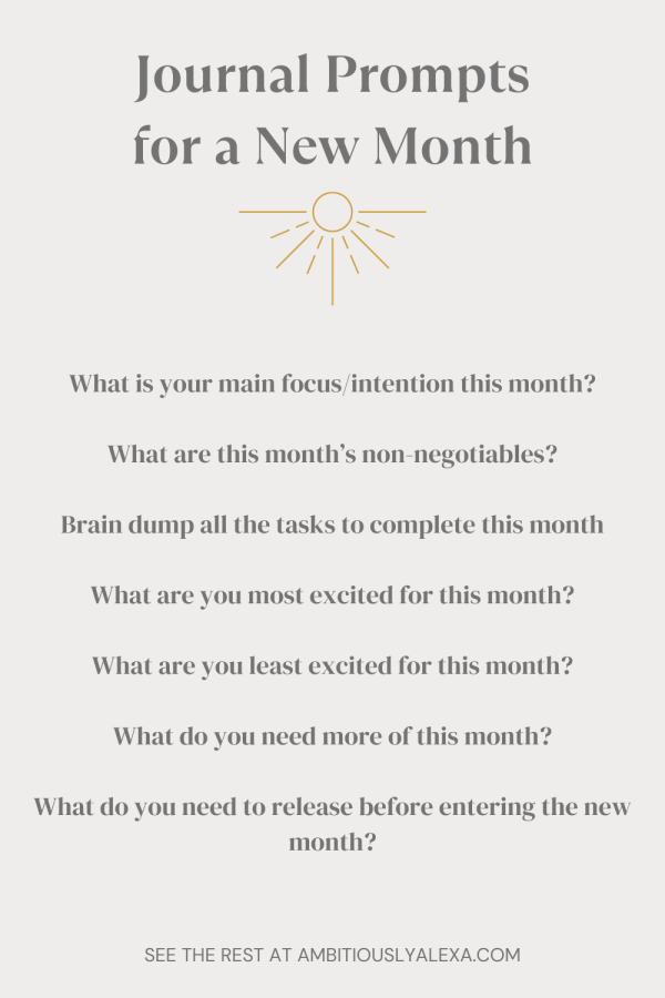 New Month Journal Prompts for Goal Setting - Ambitiously Alexa