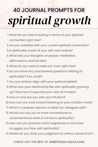 40 Spiritual Journal Prompts for Spiritual Growth - Ambitiously Alexa