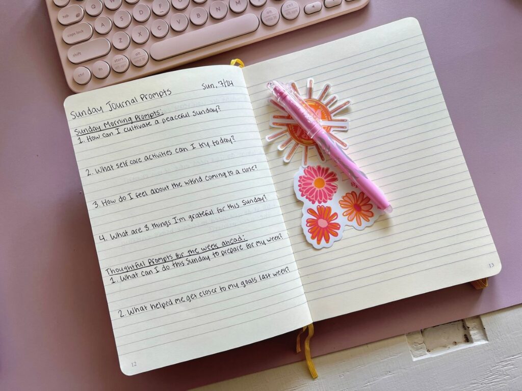 Sunday Journal Prompts: 7 Prompts to Rest and Reset - Ambitiously Alexa