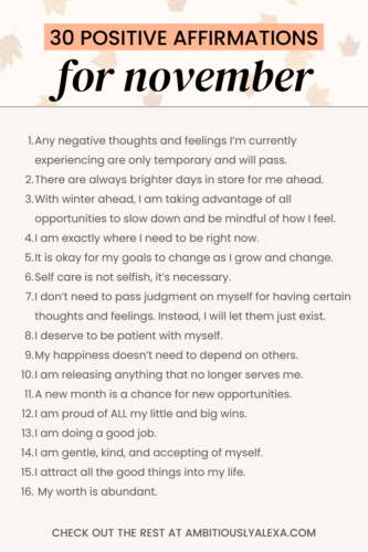30 Days of November Affirmations for Greater Resilience - Ambitiously Alexa