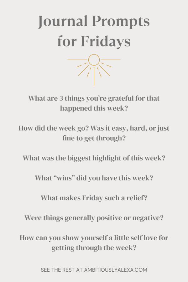 90 Friday Journal Prompts to Get That Friday Feeling - Ambitiously Alexa