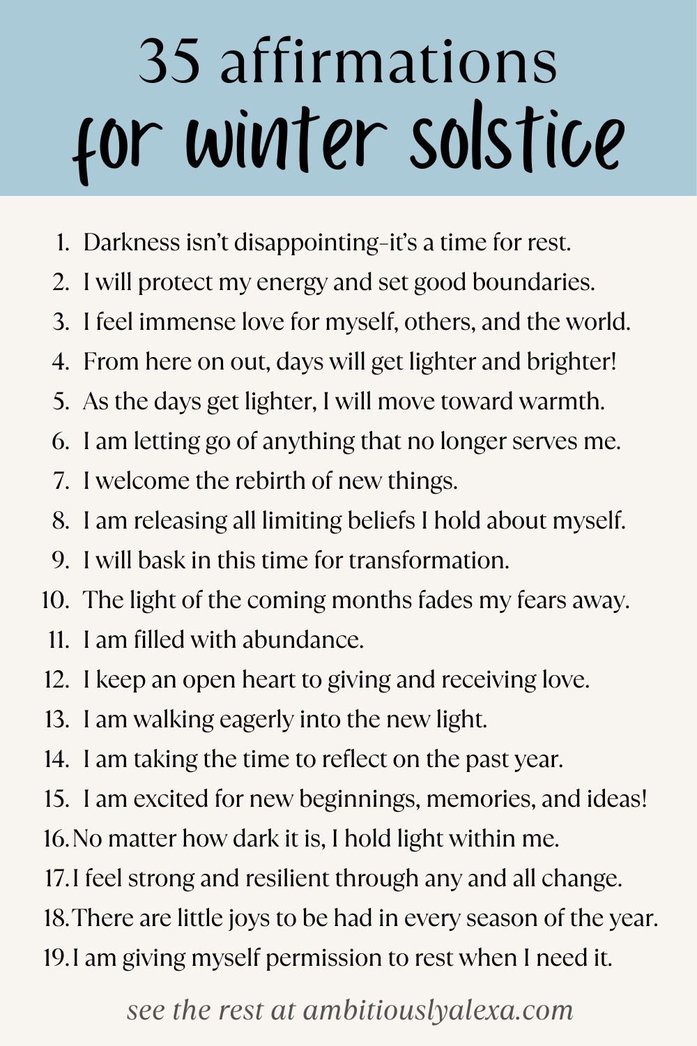 35 Winter Solstice Affirmations to Slow Down and Recharge - Ambitiously ...