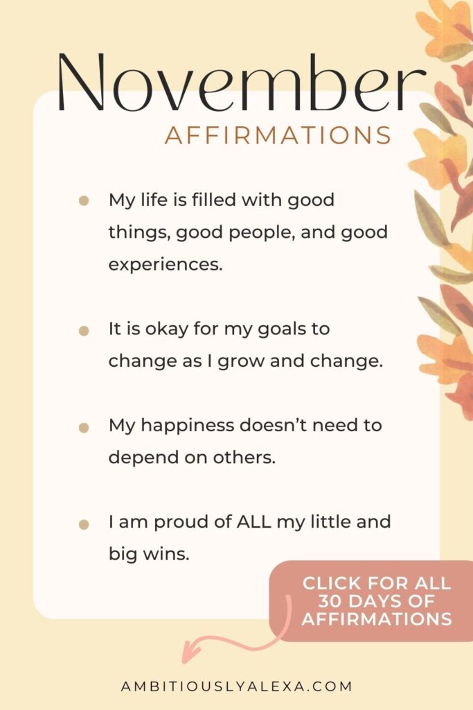 30 Days of November Affirmations for Greater Resilience - Ambitiously Alexa